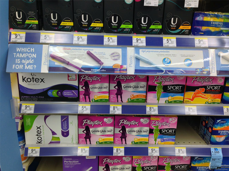 Popon | Image Gallery | Which Tampon Is Right Demo Shelf Display