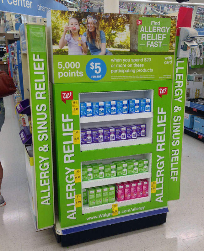 Popon | Image Gallery | Find Allergy Relief Fast Green End Cap Display