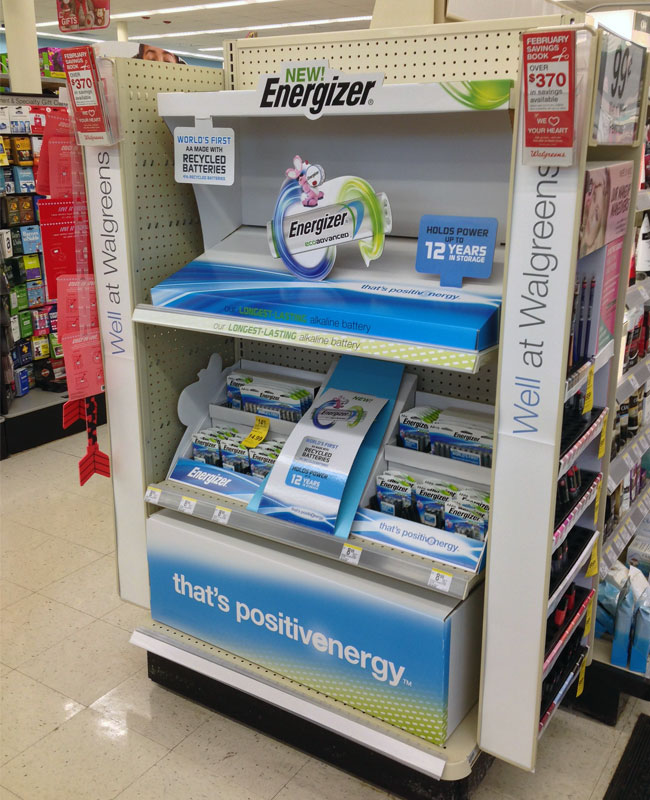 Popon | Image Gallery | Energizer Recycled Batteries End Cap Display