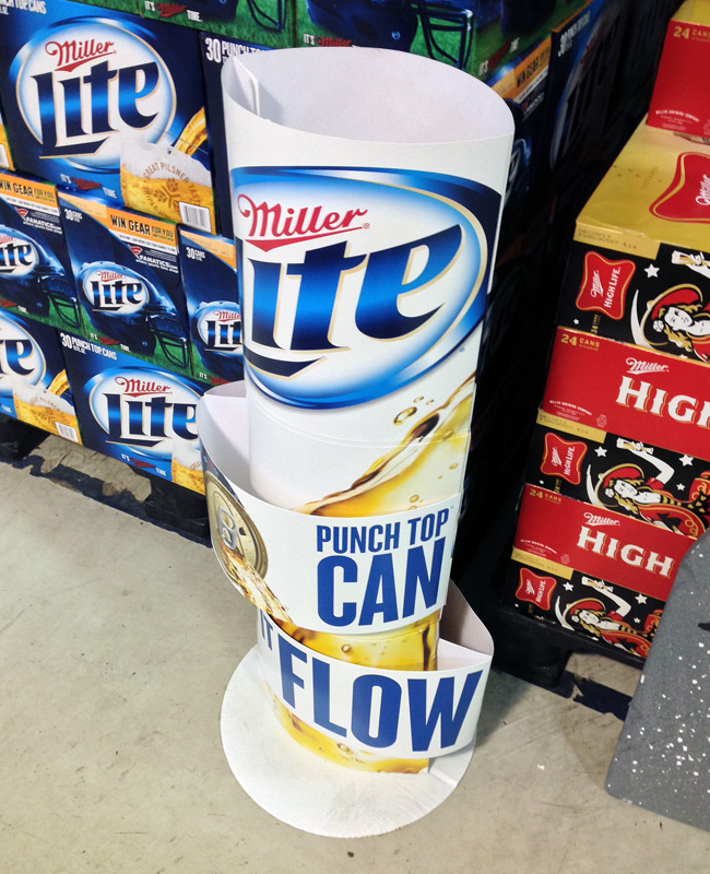 Popon | Image Gallery | Miller Lite Punch Top Can Floor Display